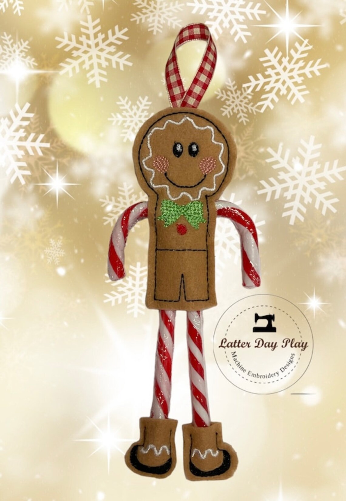 Gingerbread Boy Candy Cane Holder Ornament With Optional Money Pocket ...