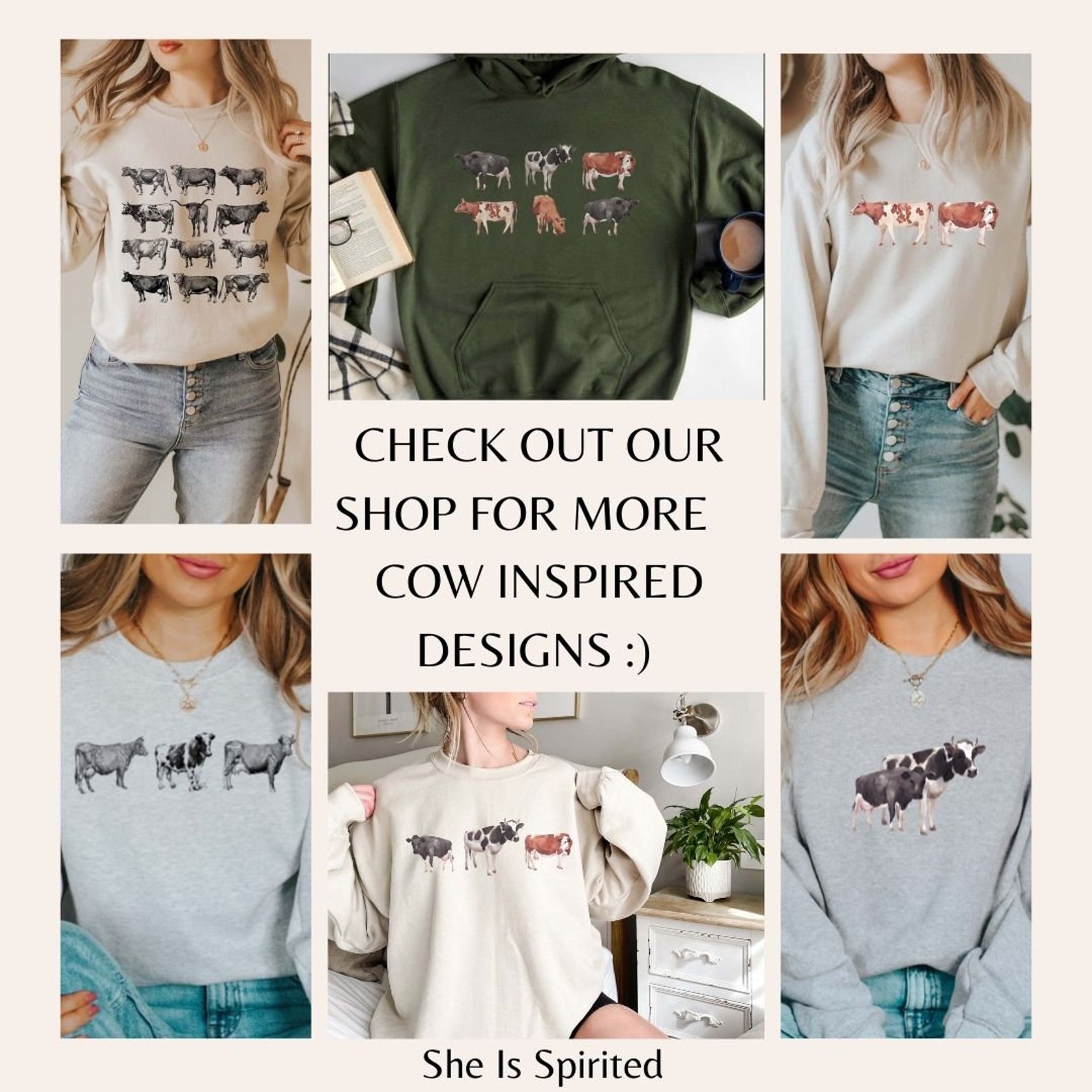 Cow Sweatshirt | Cottagecore Clothing | Western Crewneck Vintage ...