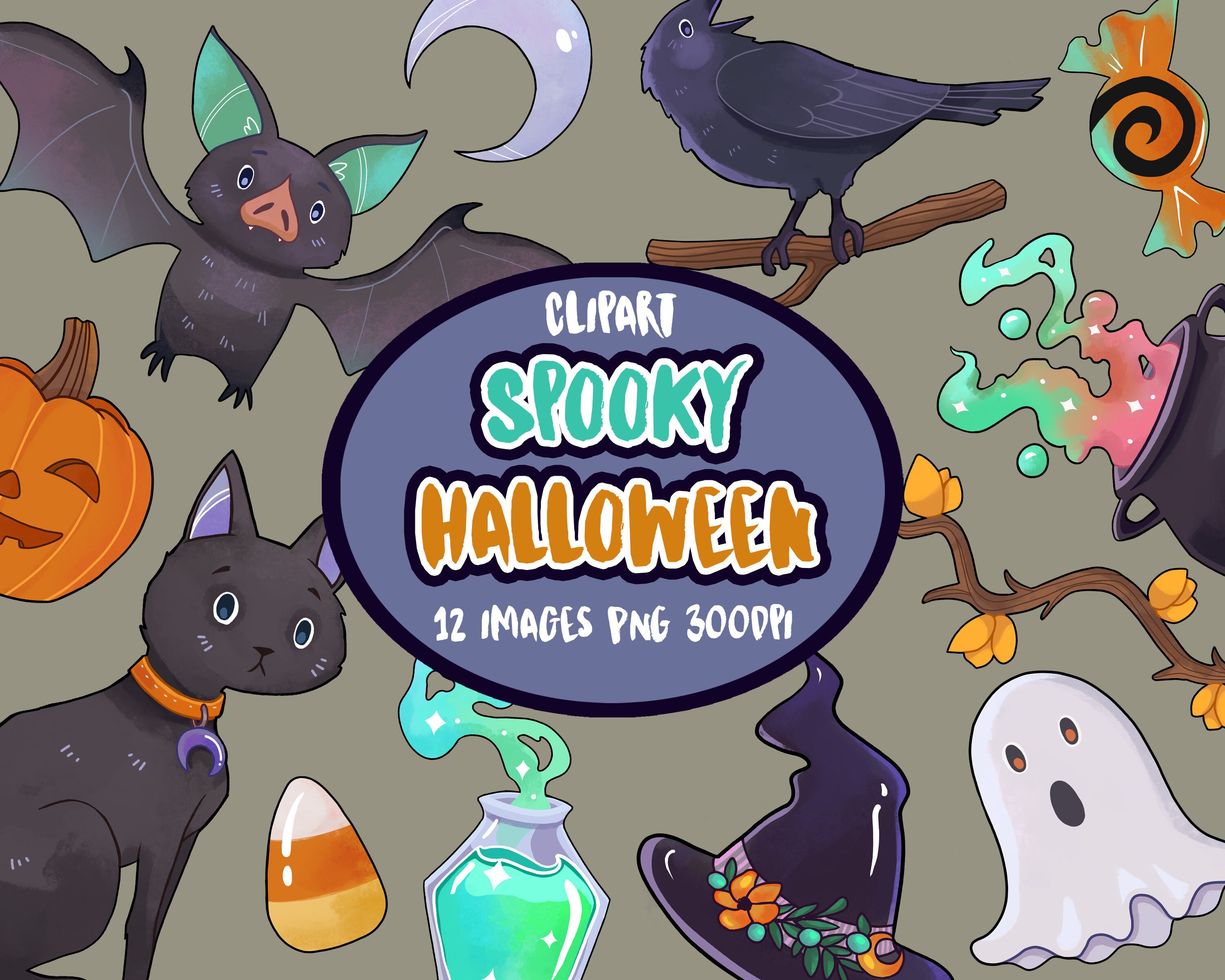 Spooky Clipart Halloween Clipart Download Instant Download Pumpkin ...