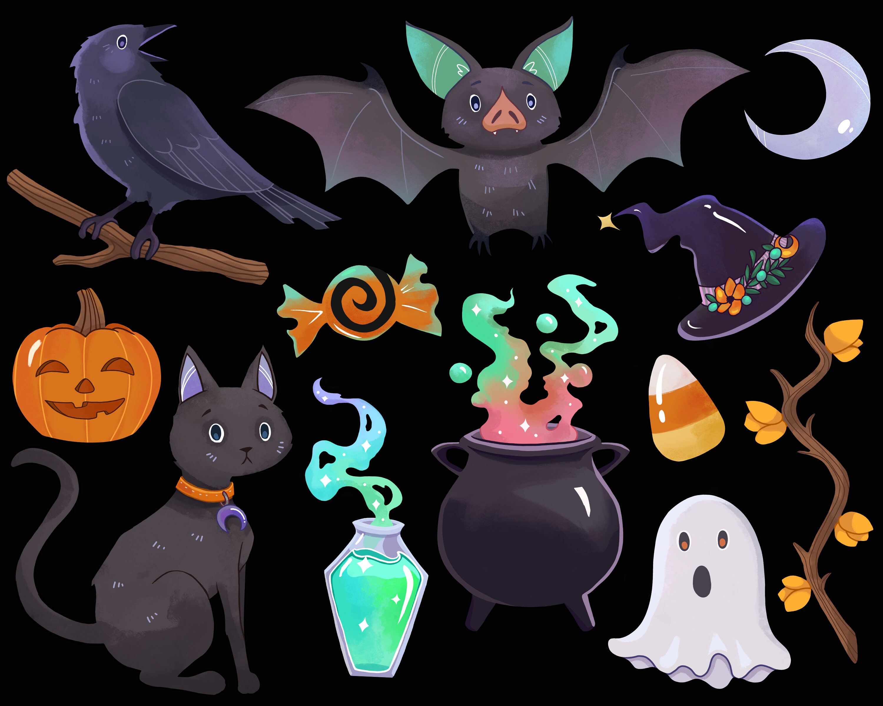 Spooky Clipart Halloween Clipart Download Instant Download Pumpkin ...