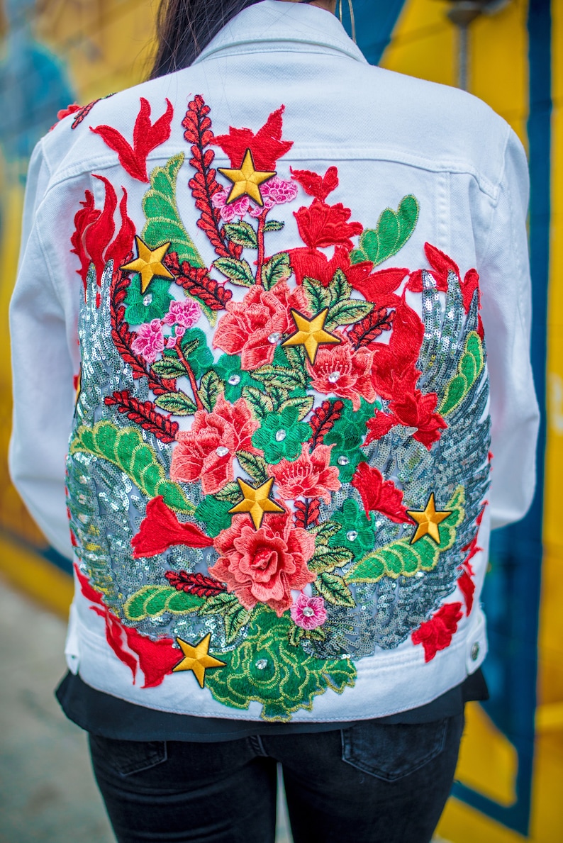 Custom Handmade Embroidered White Jacket Unique Jacket Boho - Etsy