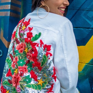 Custom Handmade Embroidered White Jacket, Unique Jacket, Boho Jacket ...