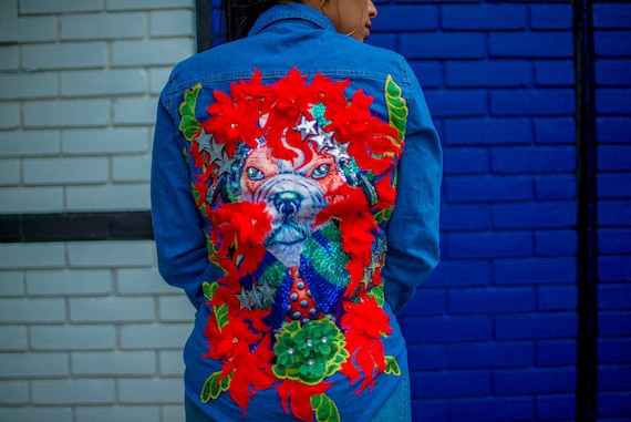 Custom handmade embroidered denim shirt/jacket unique jacket | Etsy