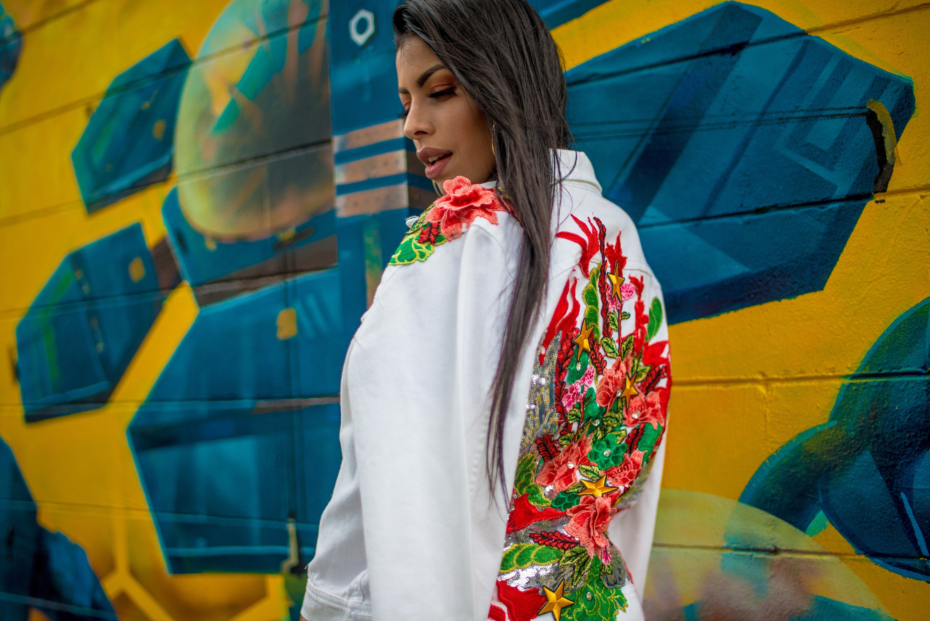 Custom Handmade Embroidered White Jacket, Unique Jacket, Boho Jacket ...