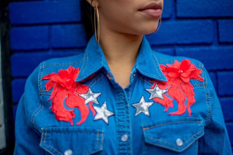 Custom handmade embroidered denim shirt/jacket unique jacket | Etsy