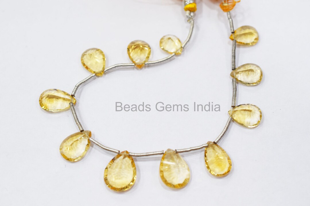 Natural Citrine Concave Cut Pear Shape Briolette , Citrine Faceted ...