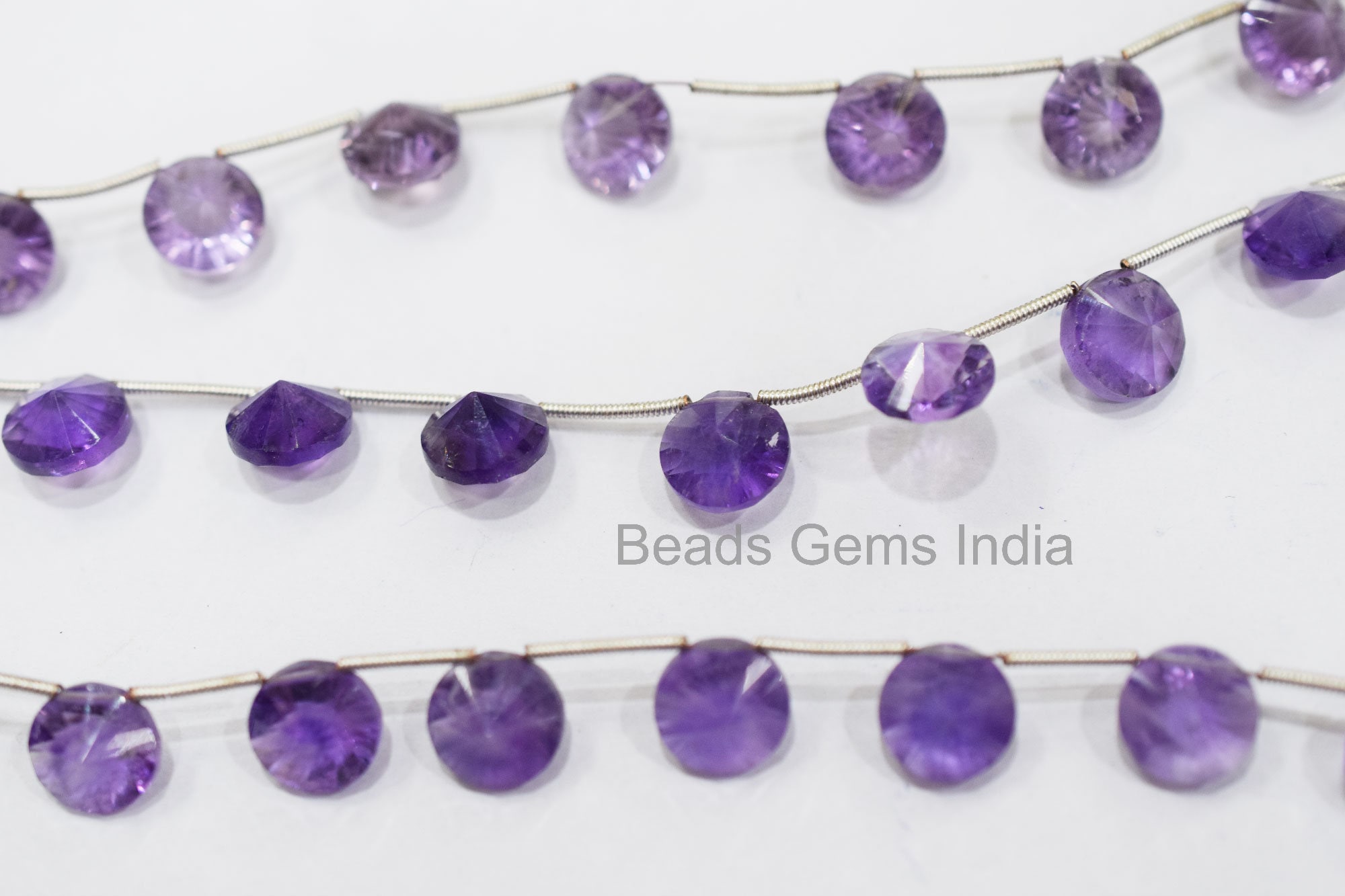 Natural Amethyst Concave Cut Round Shape Briolette Amethyst - Etsy