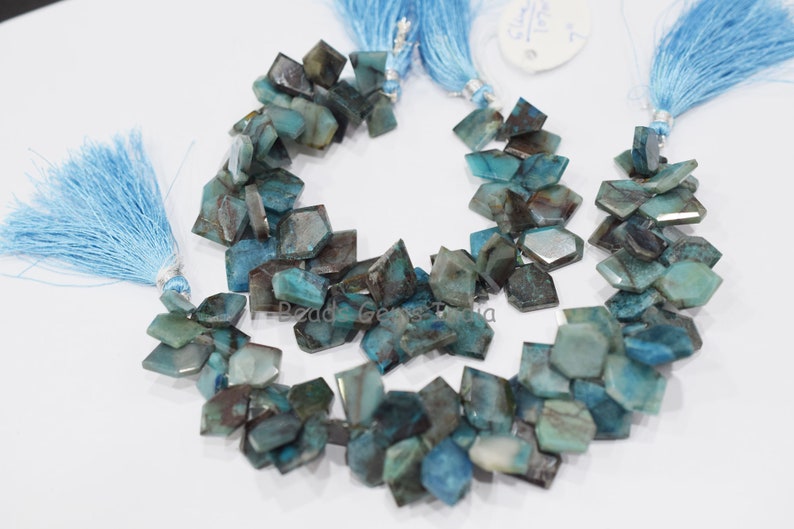 Chrysocolla Crown Cut Flat Tablets Briolette, Chrysocolla Geometrical ...