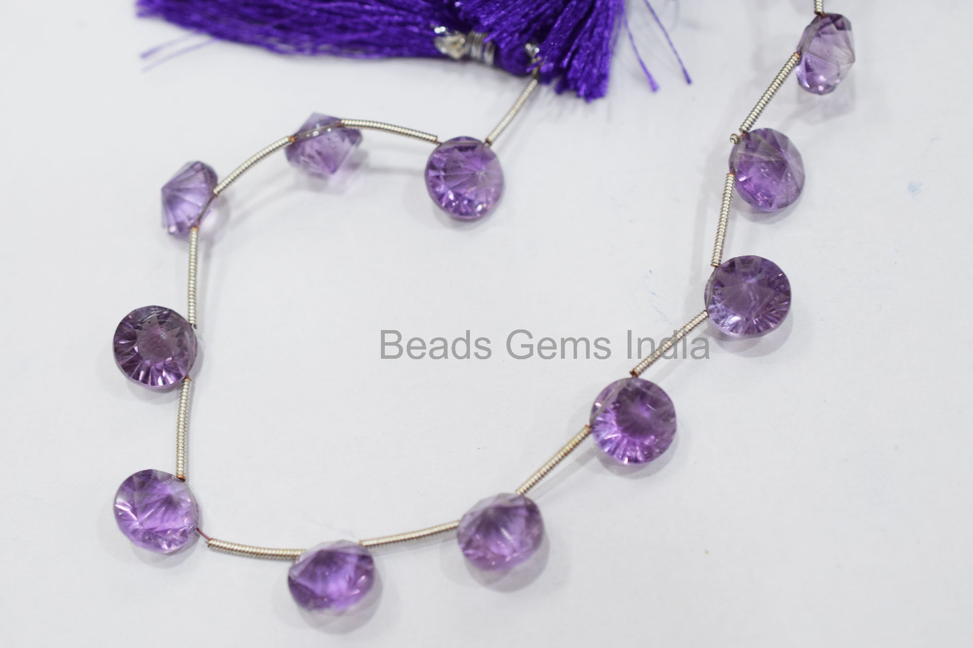 Natural Amethyst Concave Cut Round Shape Briolette Amethyst - Etsy