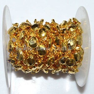 Natural Gold Pyrite Faceted Egg Shape Connector Chain - Pyrite Bezel ...