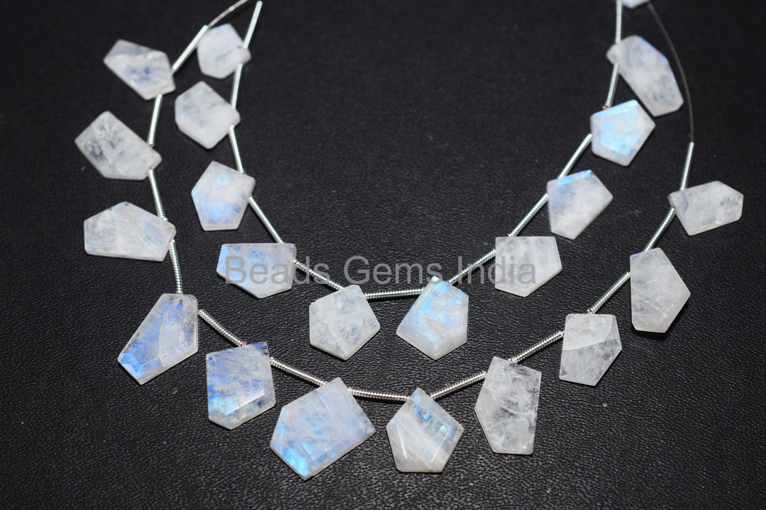 11 Pieces in a Strand Rainbow Moonstone Flat Tablets Briolette - Etsy