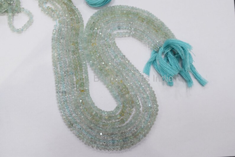 Natural Aquamarine Rondelle Beads, Aquamarine Faceted Beads, 3.50-6 Mm ...