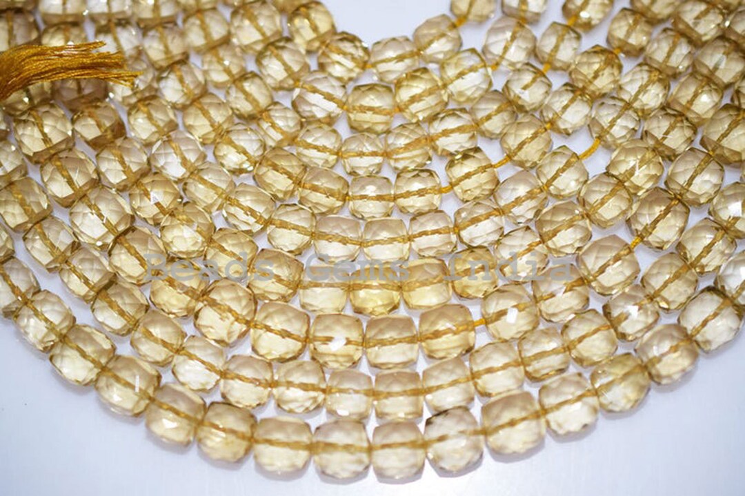 Natural Beer Quartz Box Faceted Beads, Beer Quartz Cube Briolette , 6. ...