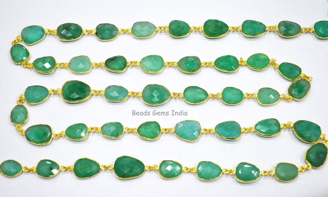 Russian Emerald Quartz Free Form Shape Connector Chain, Emerald Quartz ...