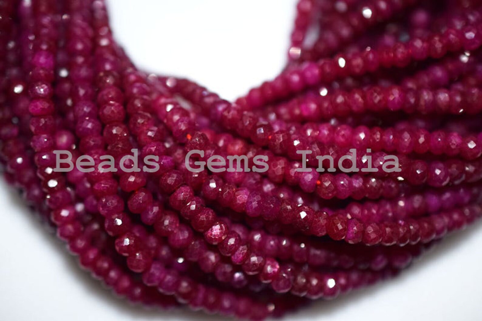 Natural Dyed Ruby Rondelle Beads, Dyed Ruby Faceted Beads, 4.25 Mm, 16 ...