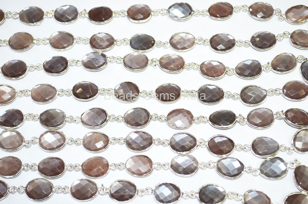 Chocolate Moonstone Egg Shape Connector Chain - Chocolate Moonstone ...
