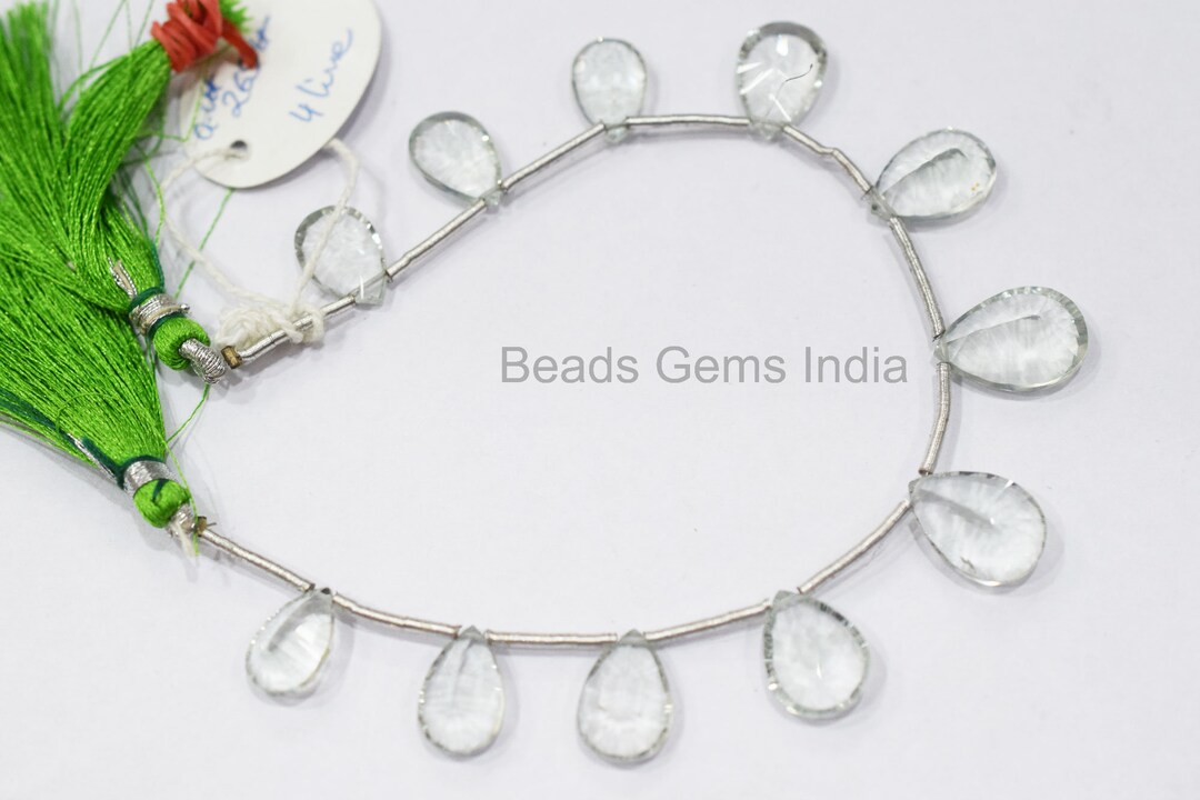 Natural Green Amethyst Concave Cut Pear Shape Briolette , Green ...