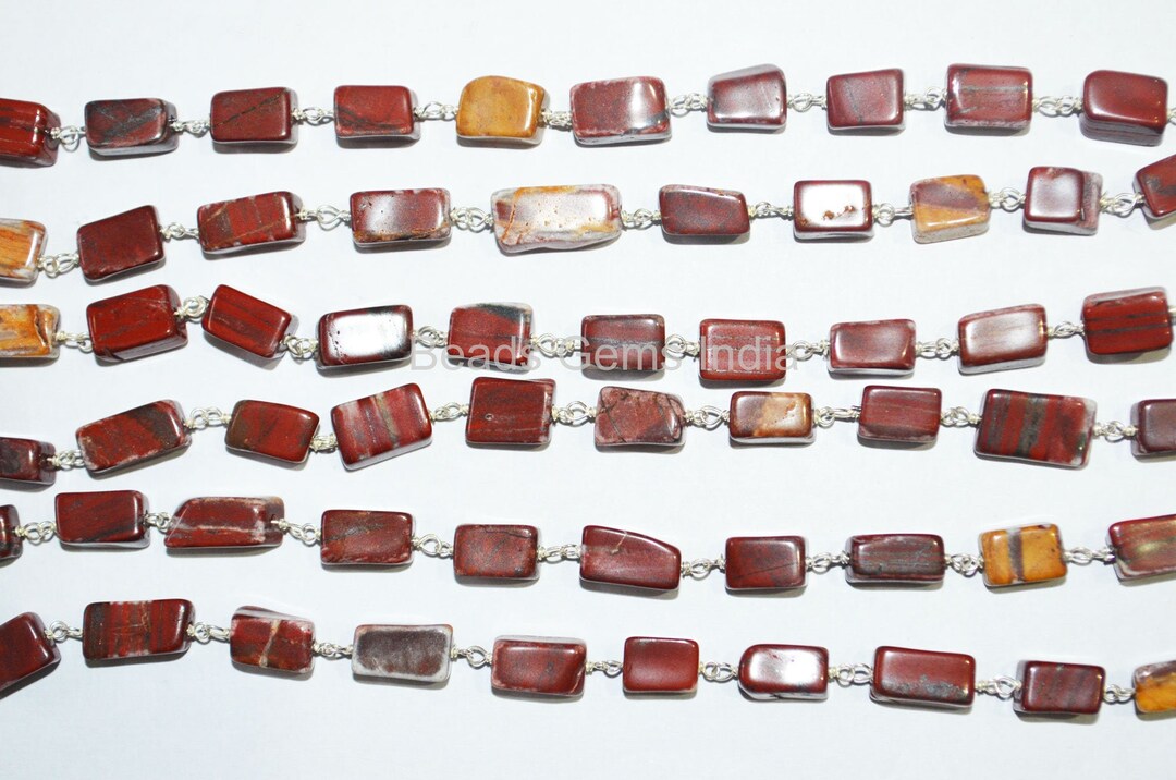 Red Madagascar Volcano Jasper Smooth Rosary Chain, Red Jasper Long ...