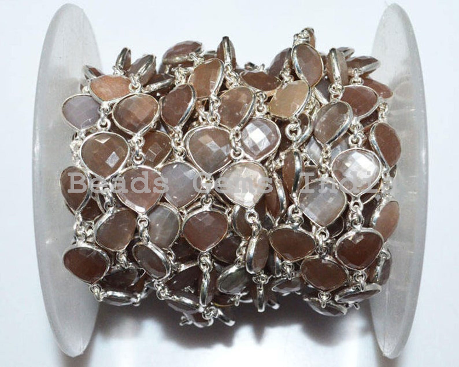 Chocolate Moonstone Heart Shape Connector Chain Moonstone | Etsy