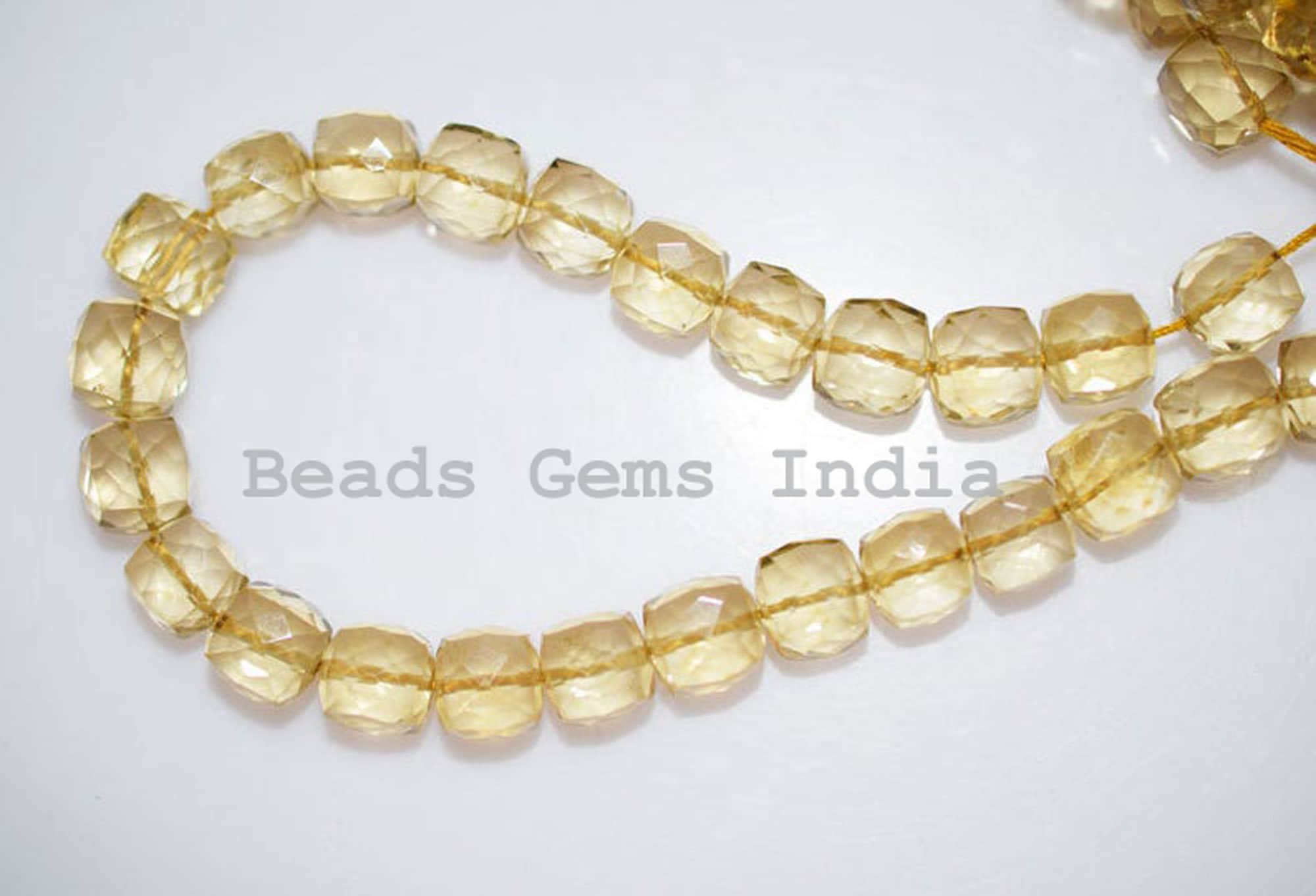 Natural Beer Quartz Box Faceted Beads, Beer Quartz Cube Briolette , 6. ...