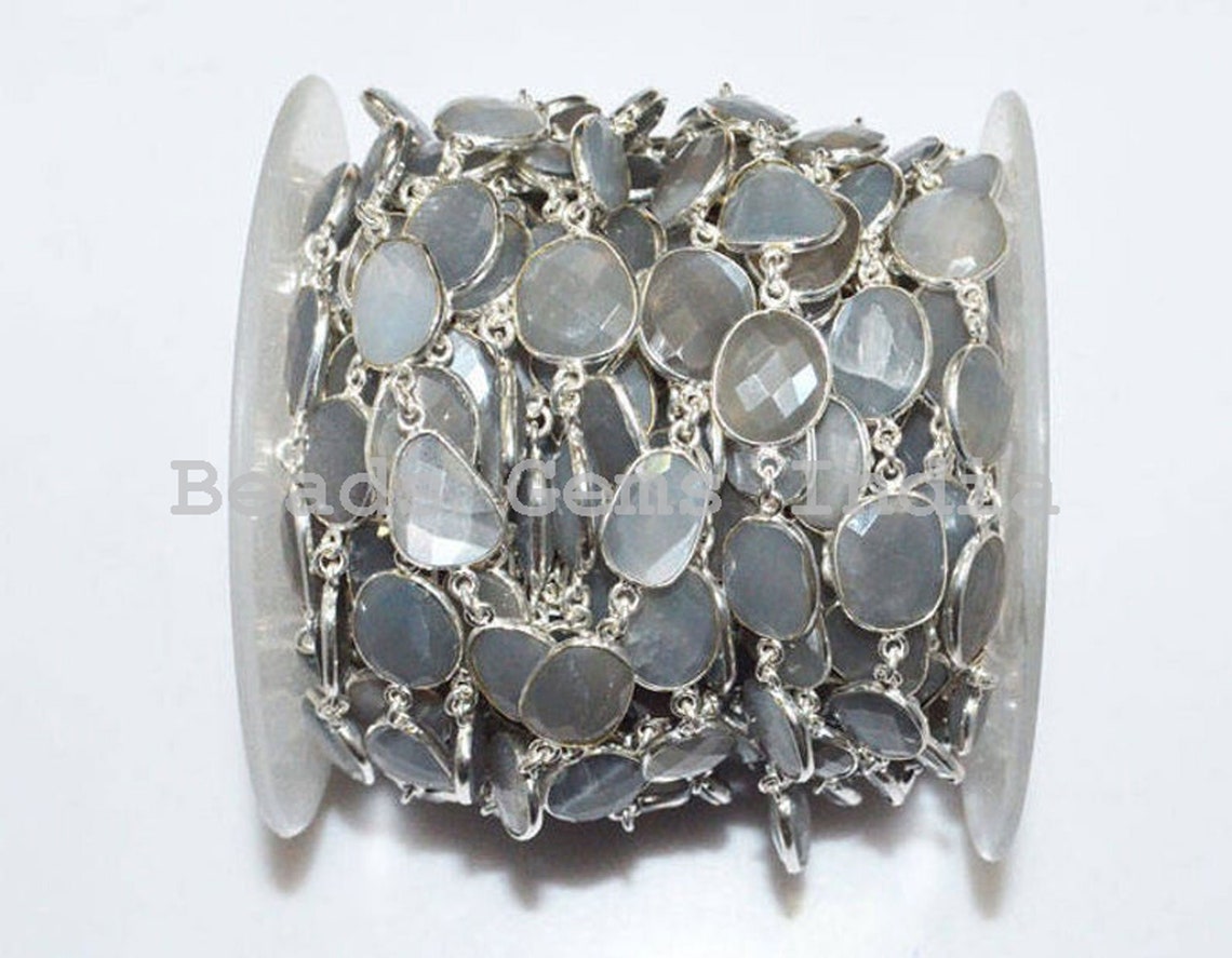 Gray Moonstone Free Form Connector Chain-Gray Moonstone Bezel | Etsy