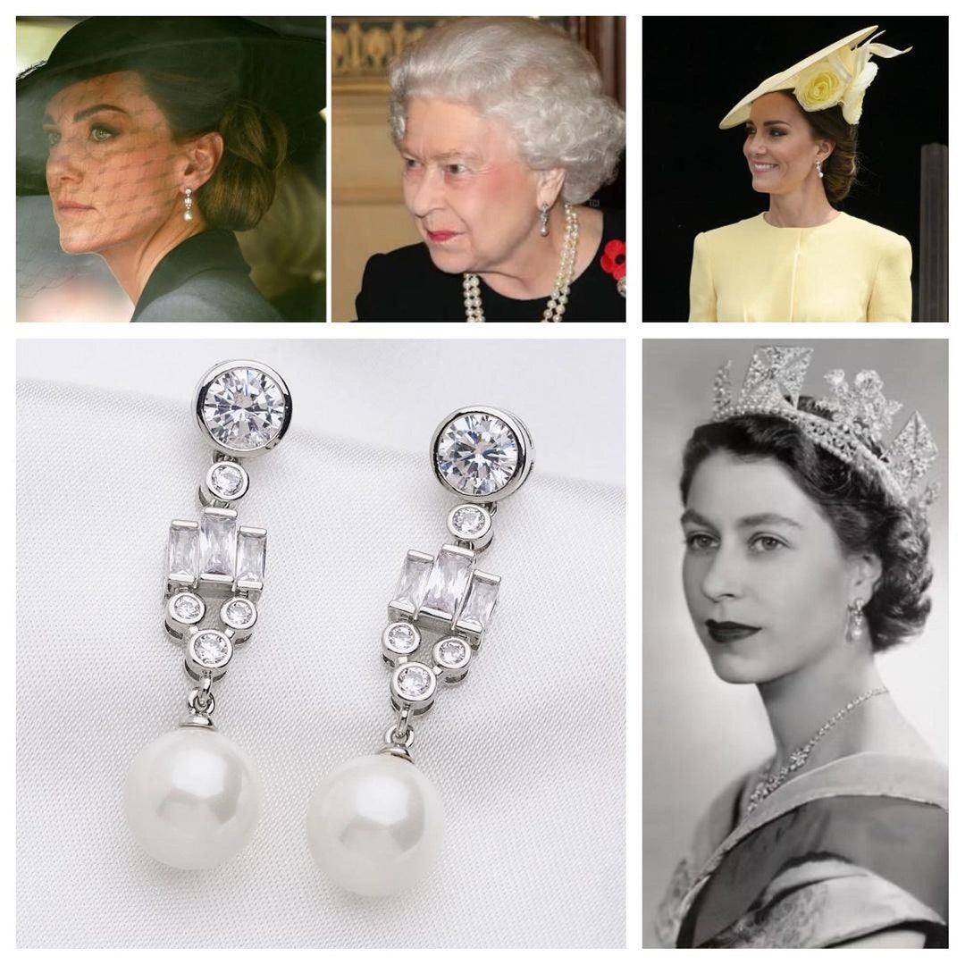 The Bahrain Pearl Earrings Reproduction With Simulated Diamonds 5A CZ ...