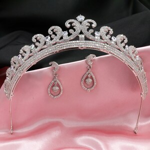 Luxury Kate Wedding Bridal Tiara Set With AAA Cubic Zirconias - Etsy