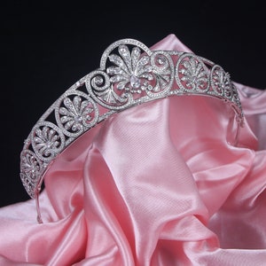The Royal Honeysuckle Tiara With Simulated Diamonds, 5A Cubic Zirconias ...