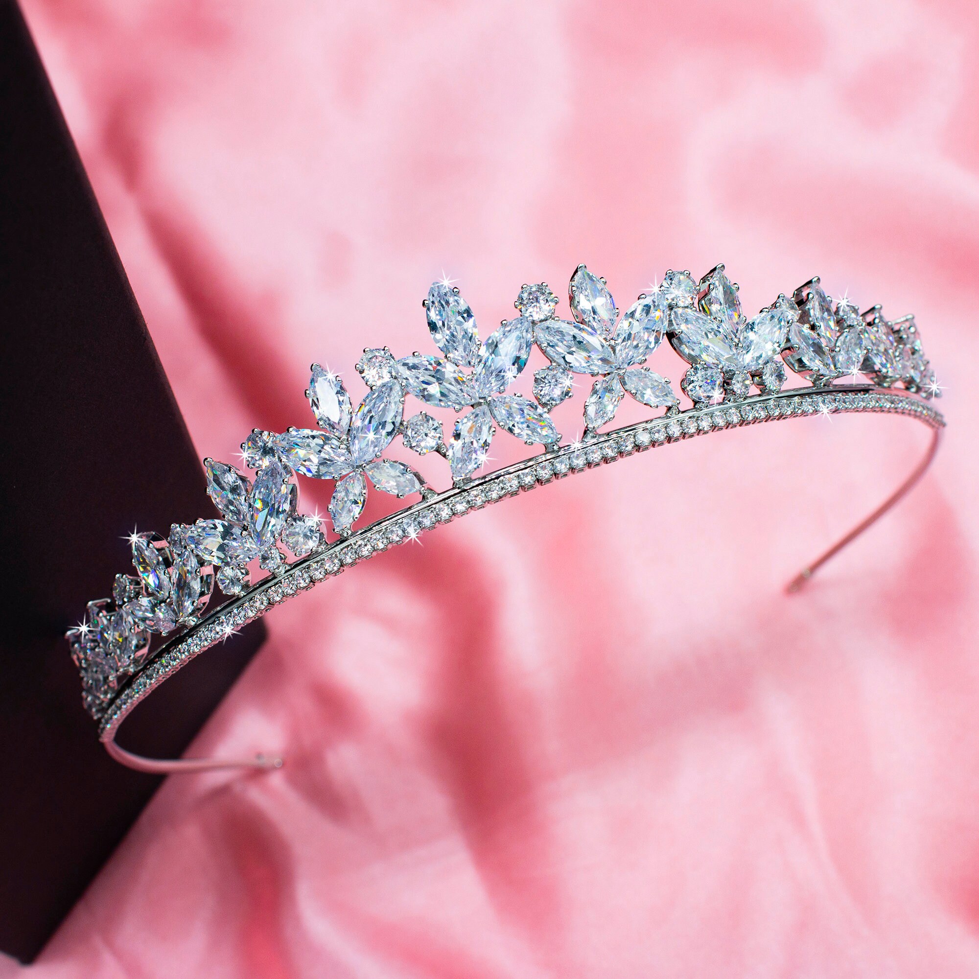 Bridal Tiara Wild Pansy Design With AAA Cubic Zirconias - Etsy UK