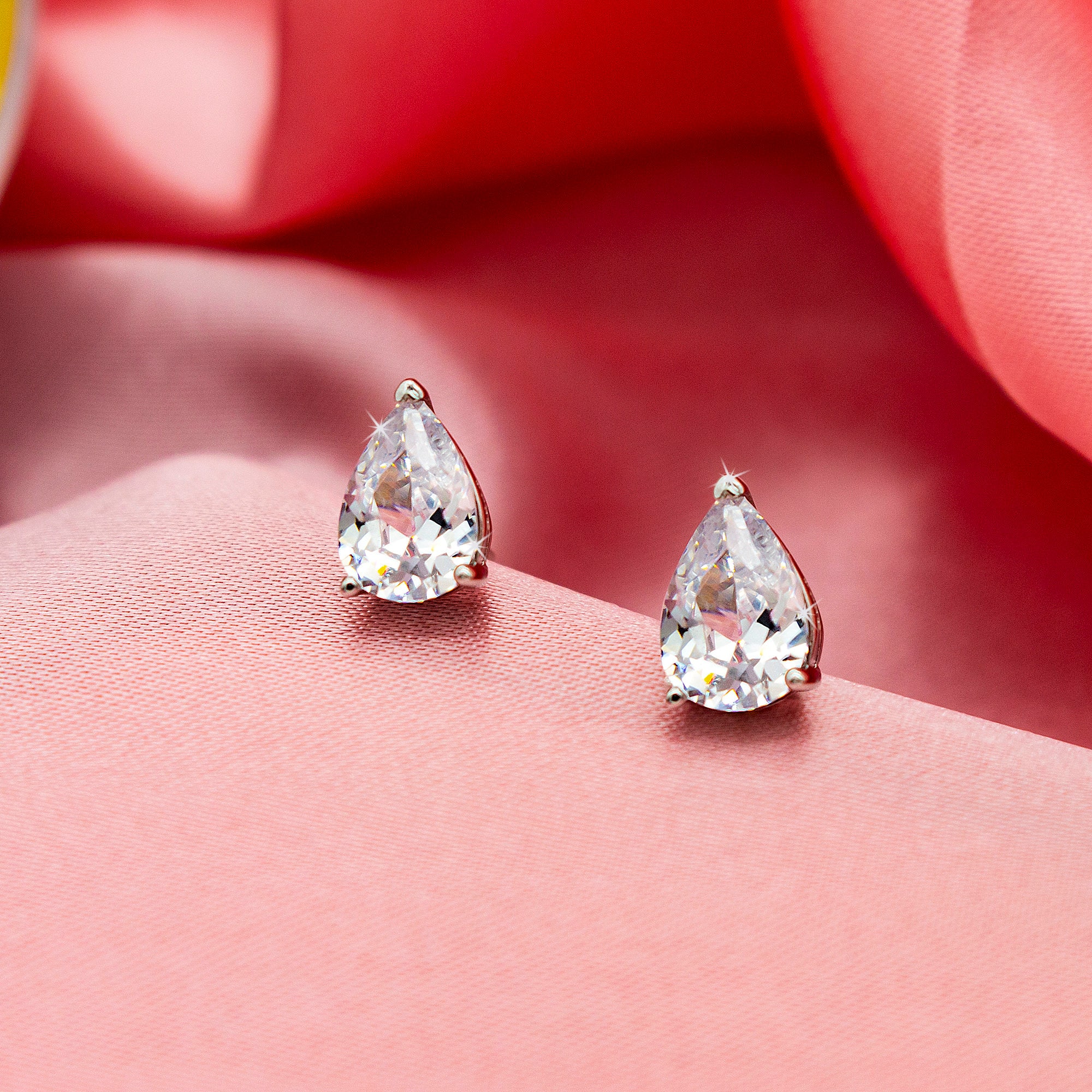 Teardrop Pear Shape Stud Simulated Diamond 5A Cubic Zirconia | Etsy