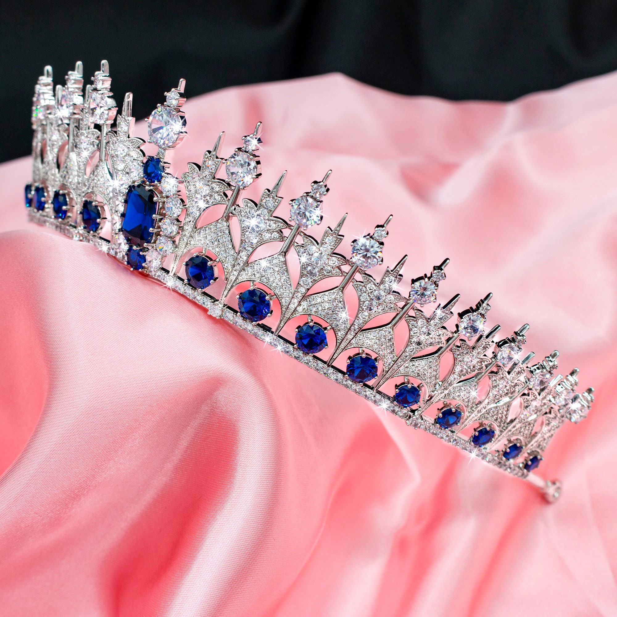 The Dutch Simulated Sapphire Parure Tiara Luxury Queen Maxima | Etsy