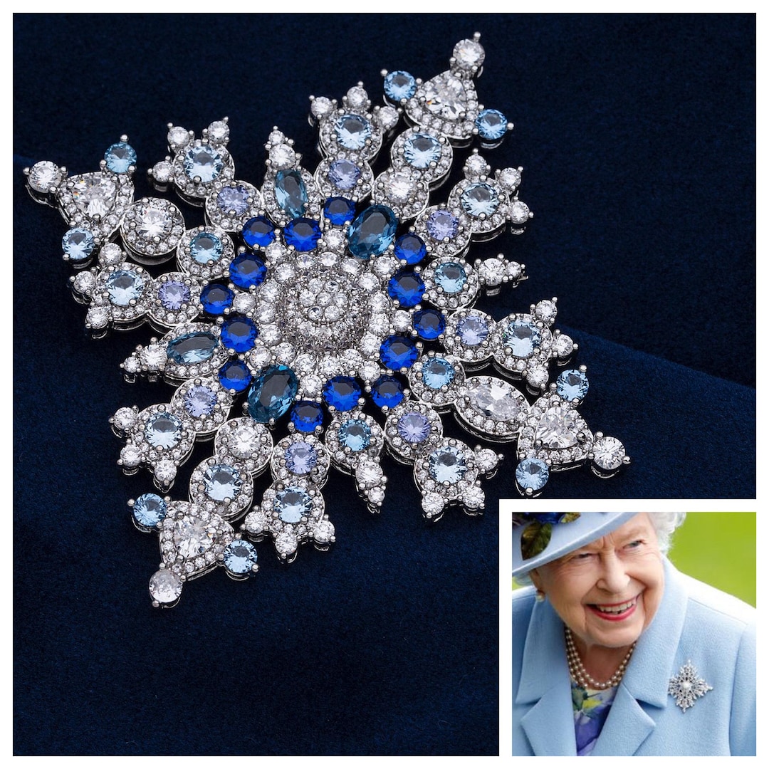 Queen Elizabeth’s Sapphire Canadian Snowflake Brooch Reproduction With ...