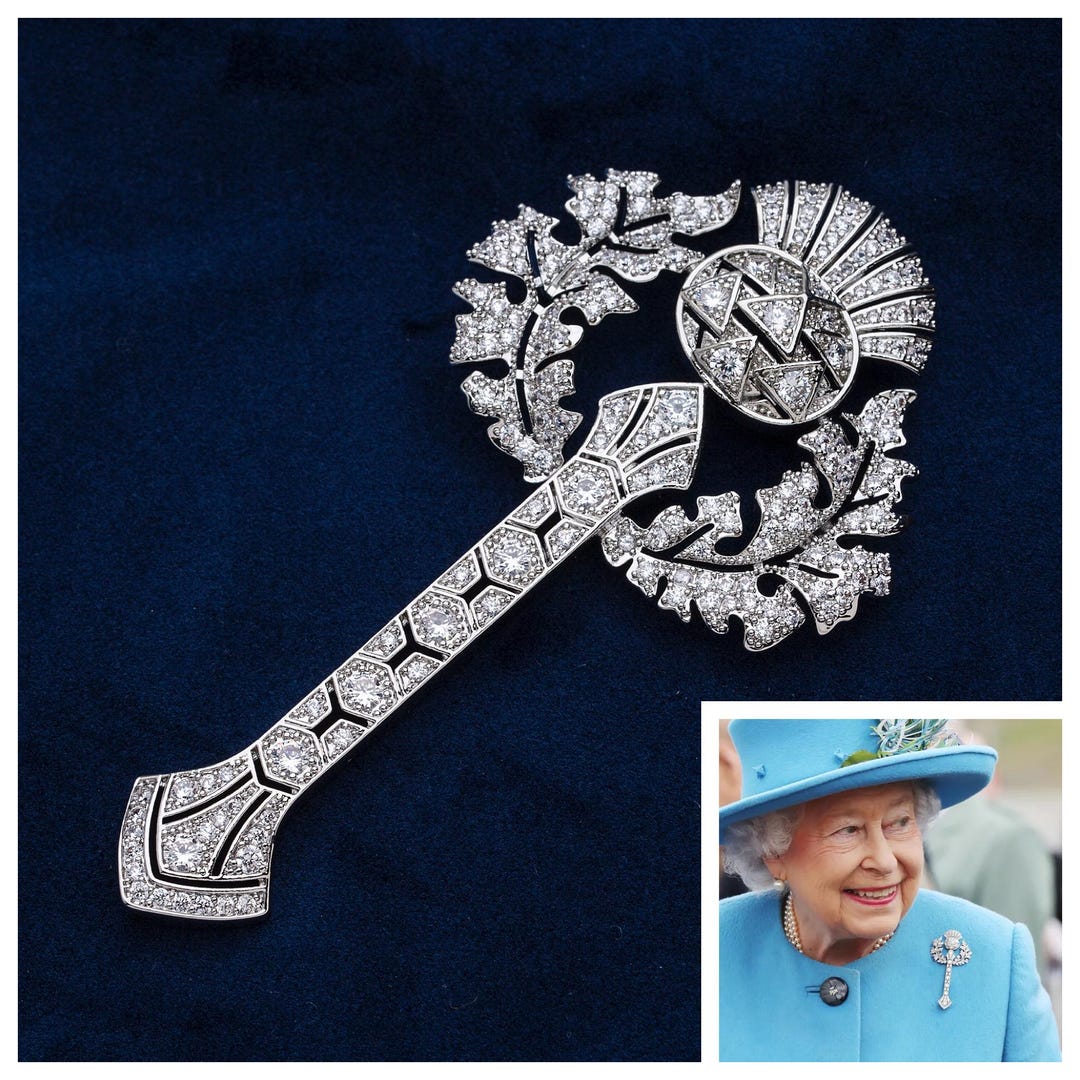 Queen Mary’s FULL SIZE Scottish Thistle Brooch 5A Cubic Zirconia ...