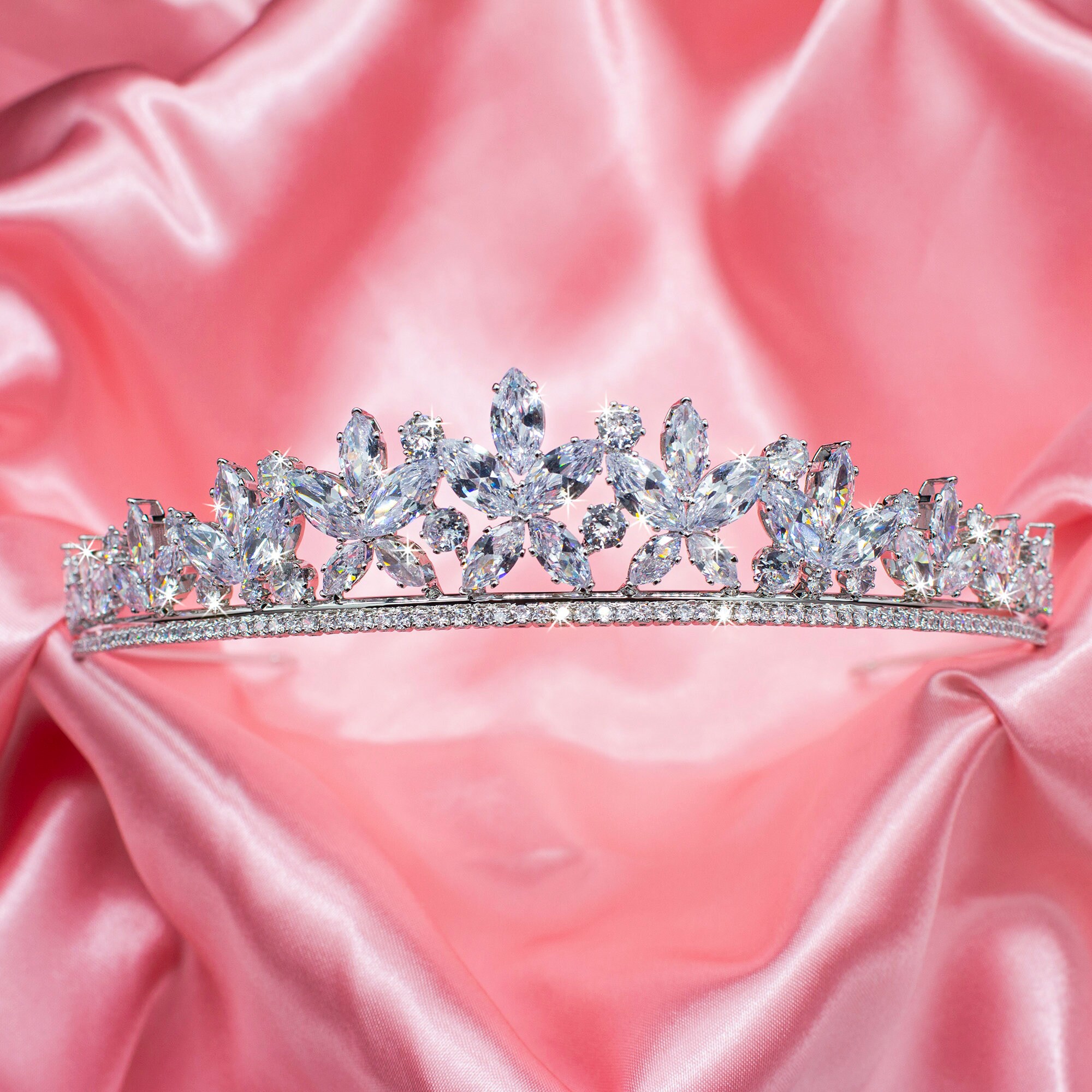 Bridal Tiara Wild Pansy Design With AAA Cubic Zirconias - Etsy UK