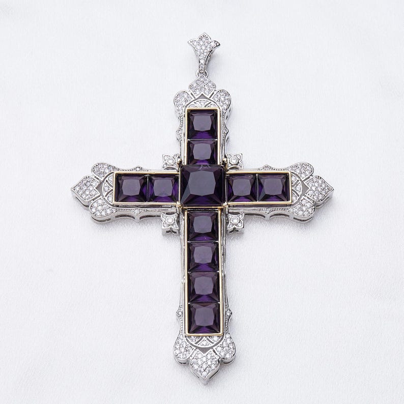 Princess Diana’s Borrowed Attallah Cross Necklace Reproduction Amethyst ...