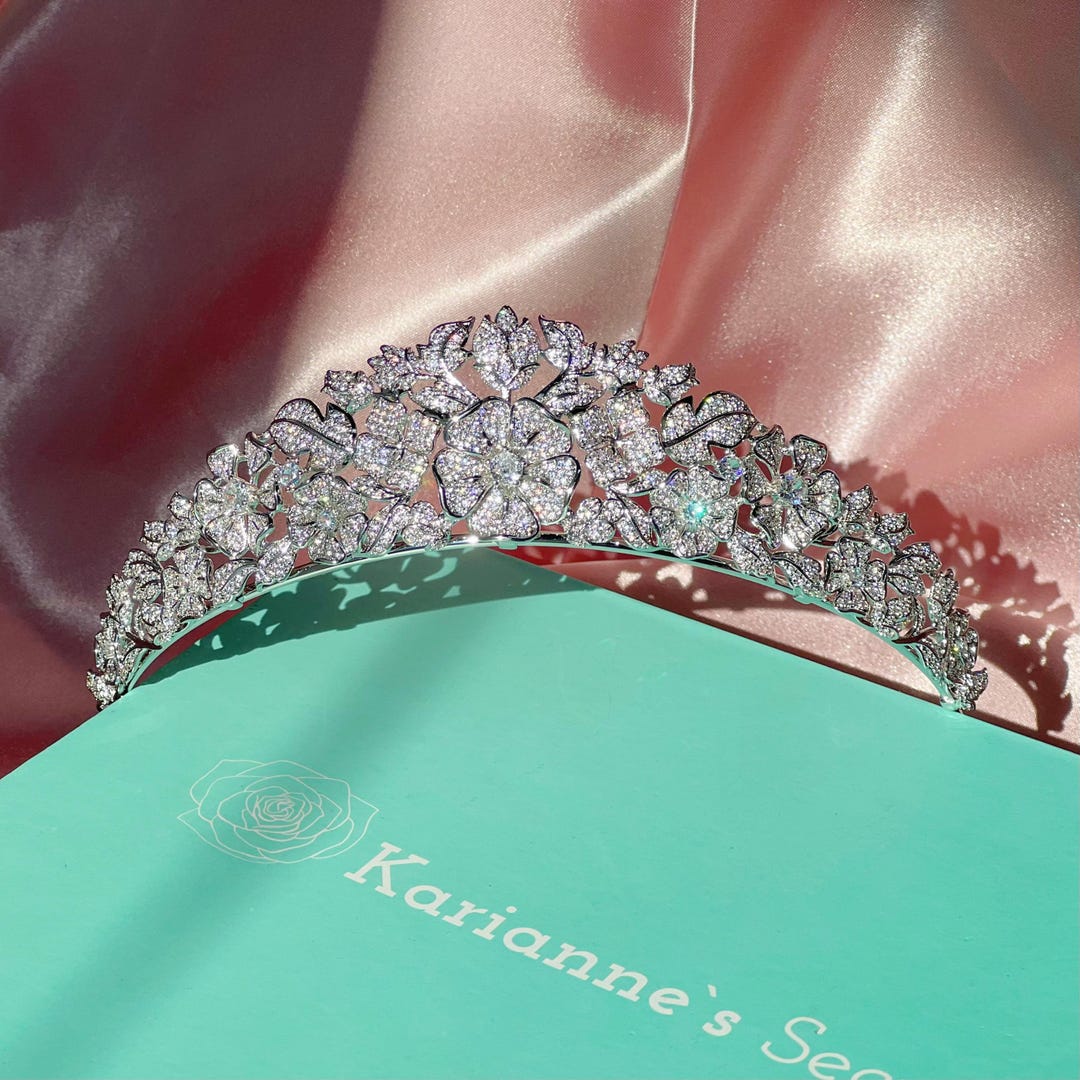 Bridal Tiara Louise Elegant Floral Kokoshnik Style With Simulated ...