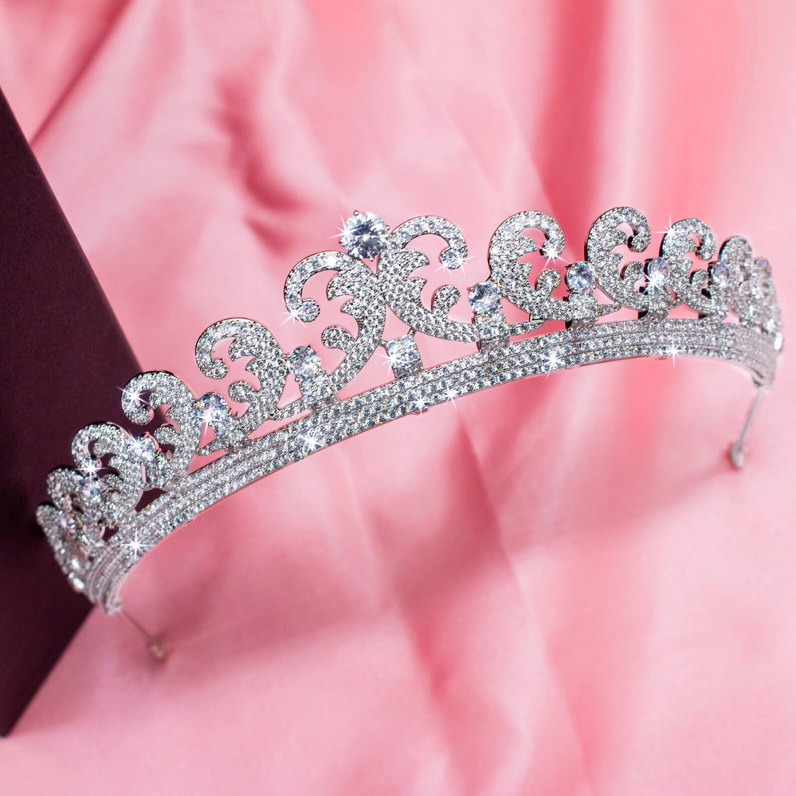 Luxury Kate Wedding Bridal Tiara Set With 5A Cubic Zirconias Simulated ...