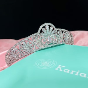 The Royal Honeysuckle Tiara With Simulated Diamonds, 5A Cubic Zirconias ...