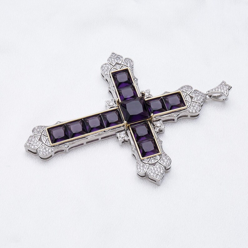 Princess Diana’s Borrowed Attallah Cross Necklace Reproduction Amethyst ...