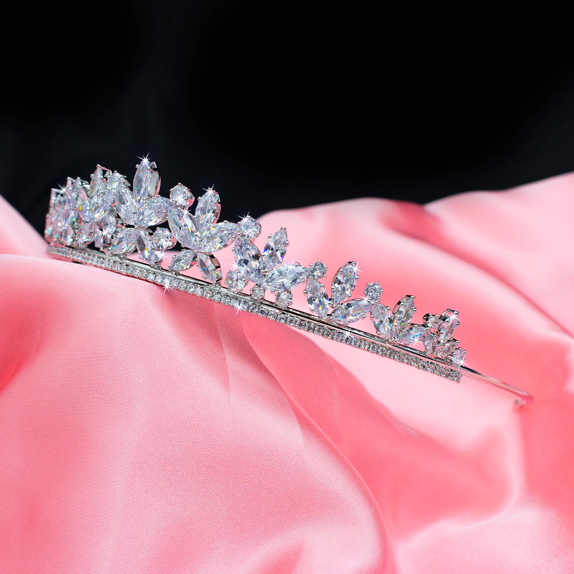 Bridal Tiara Wild Pansy Design With AAA Cubic Zirconias - Etsy UK