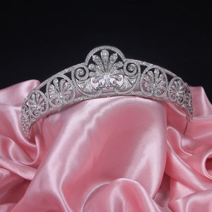 The Royal Honeysuckle Tiara With Simulated Diamonds, 5A Cubic Zirconias ...