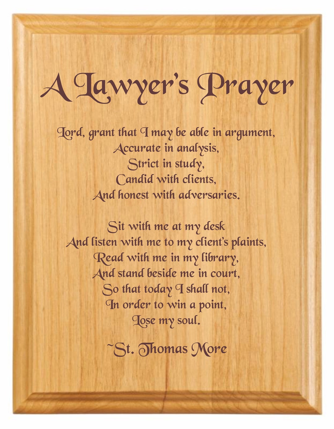 Lawyer Prayer Plaque Laser Engraved | Lawyer Plaque | Lawyer's Prayer ...