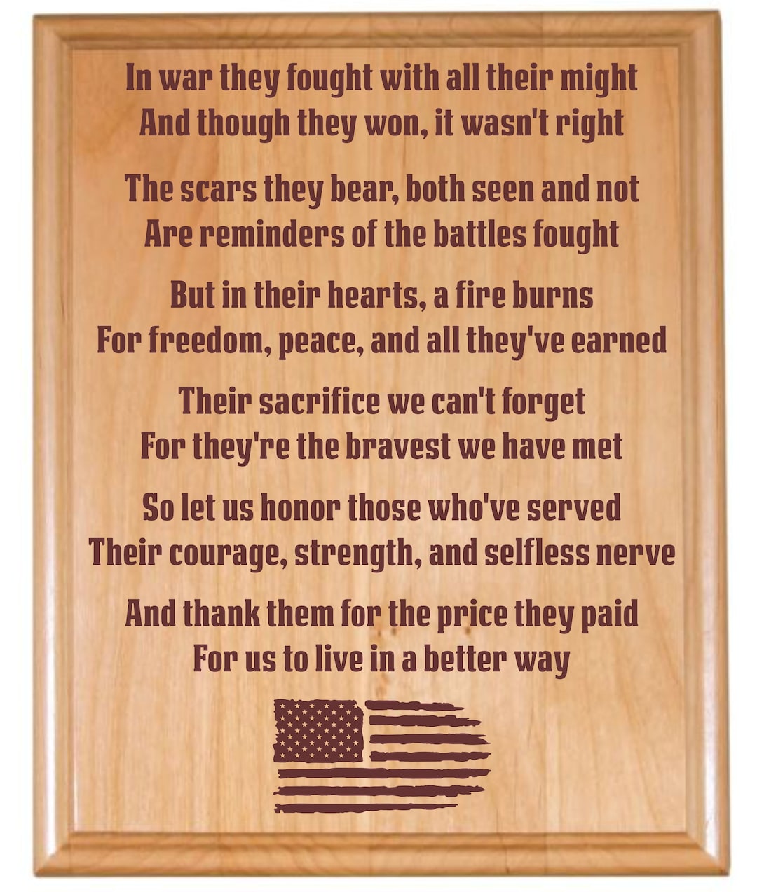 Veteran Poem Plaque Laser Engraved | Veteran Gift | Military Service ...