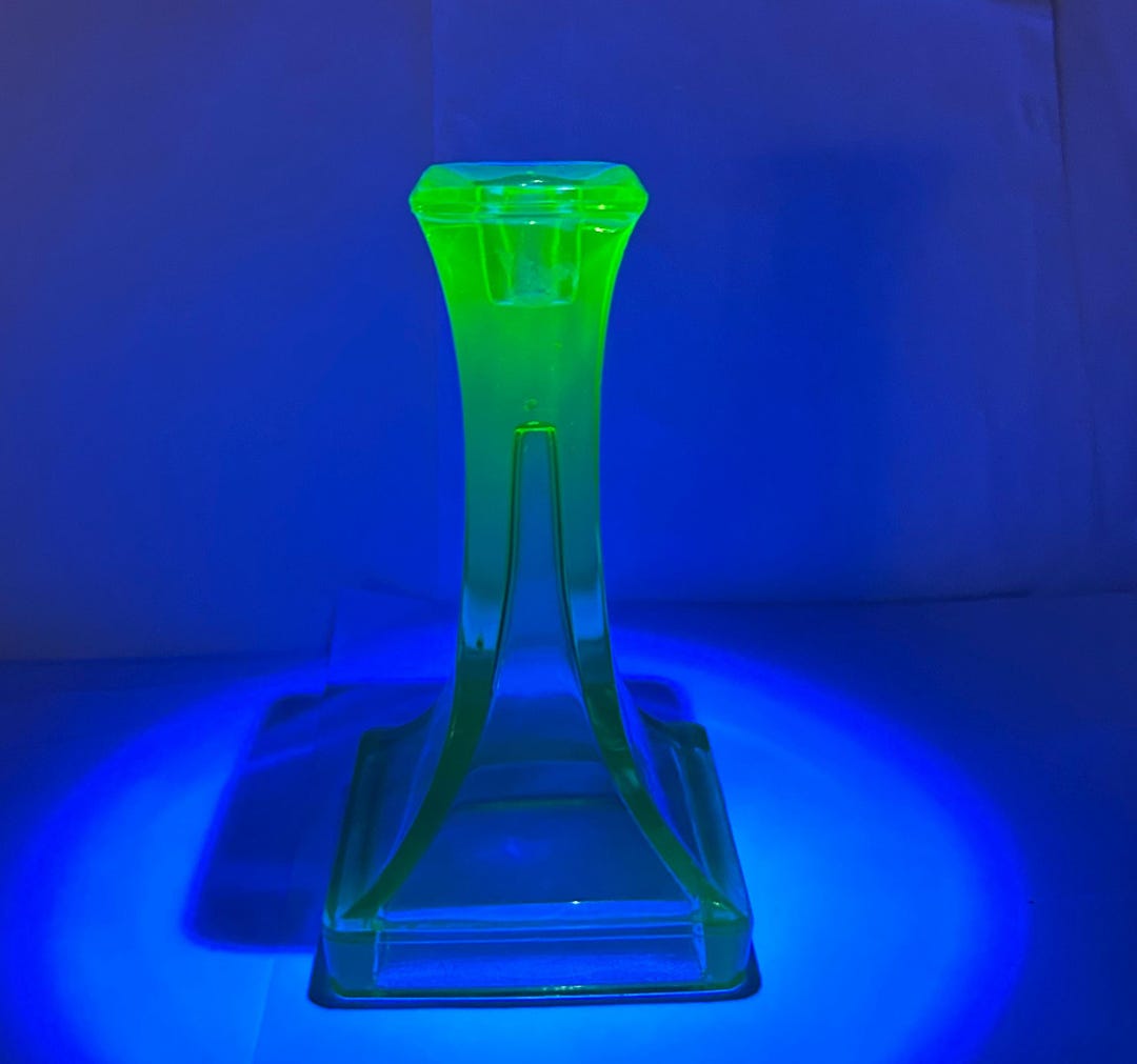Vintage Uranium Vaseline Glass Candle Holder - Etsy