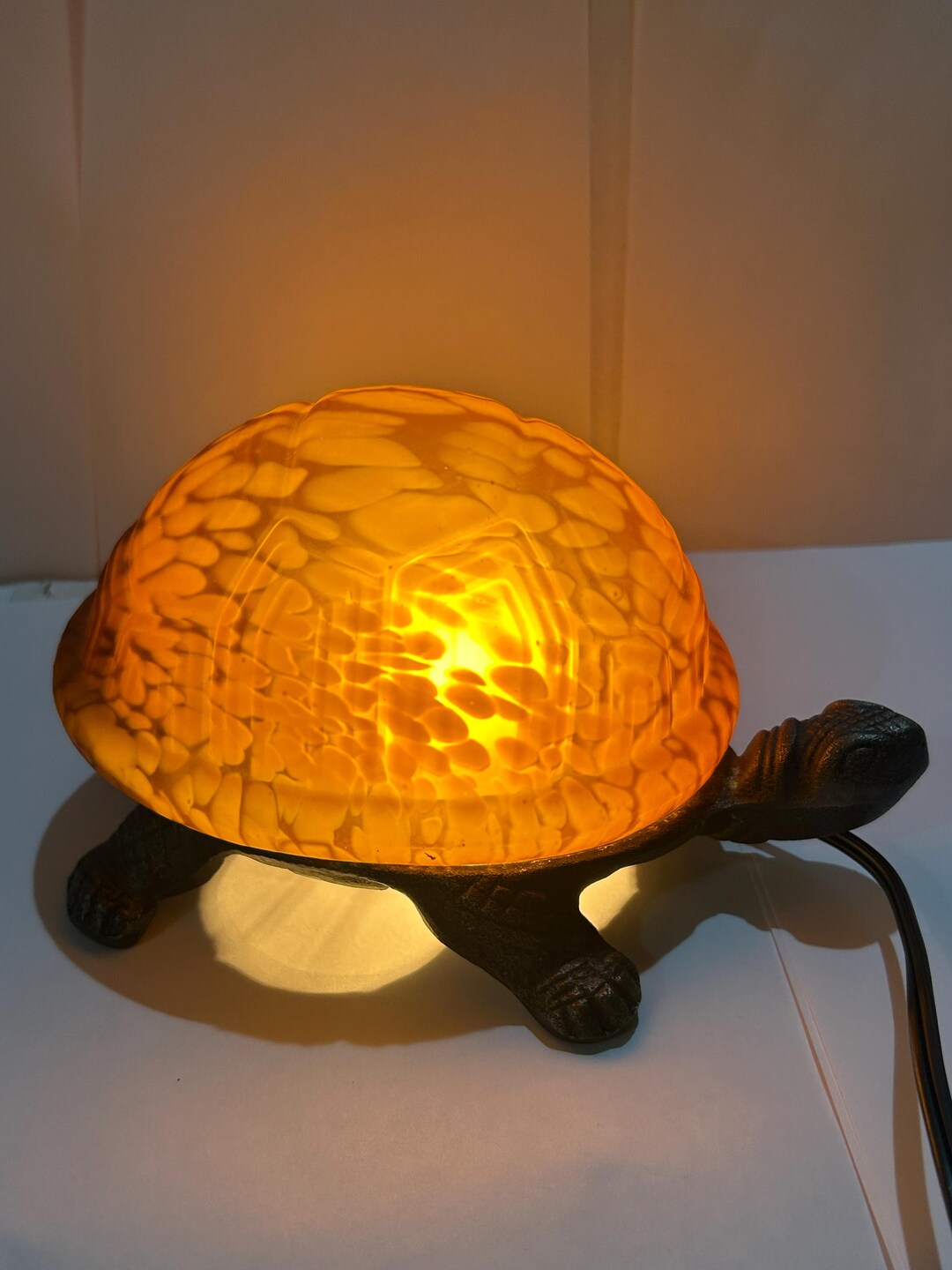 Vintage Tiffany Style Turtle Lamp Side Table Lamp - Etsy
