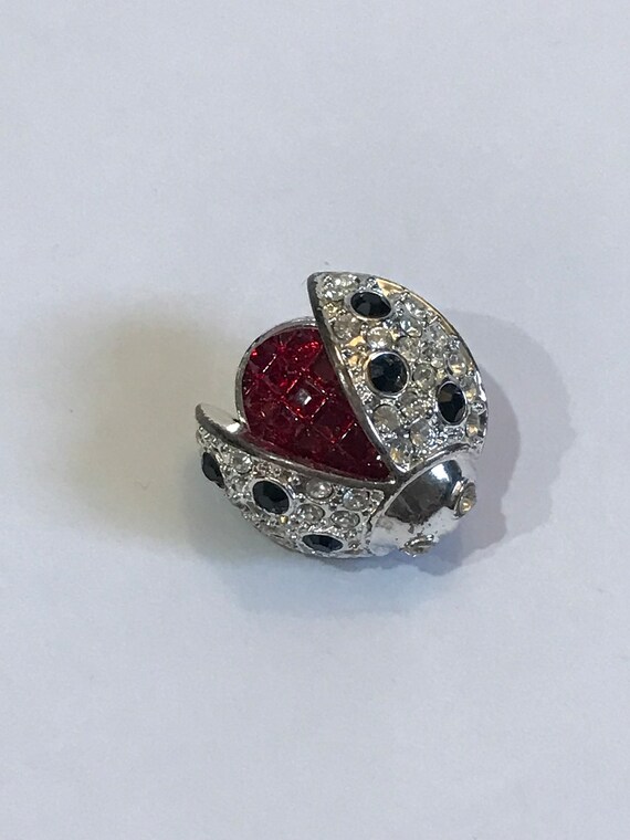 Vintage Brooch Pin Ladybug Gem