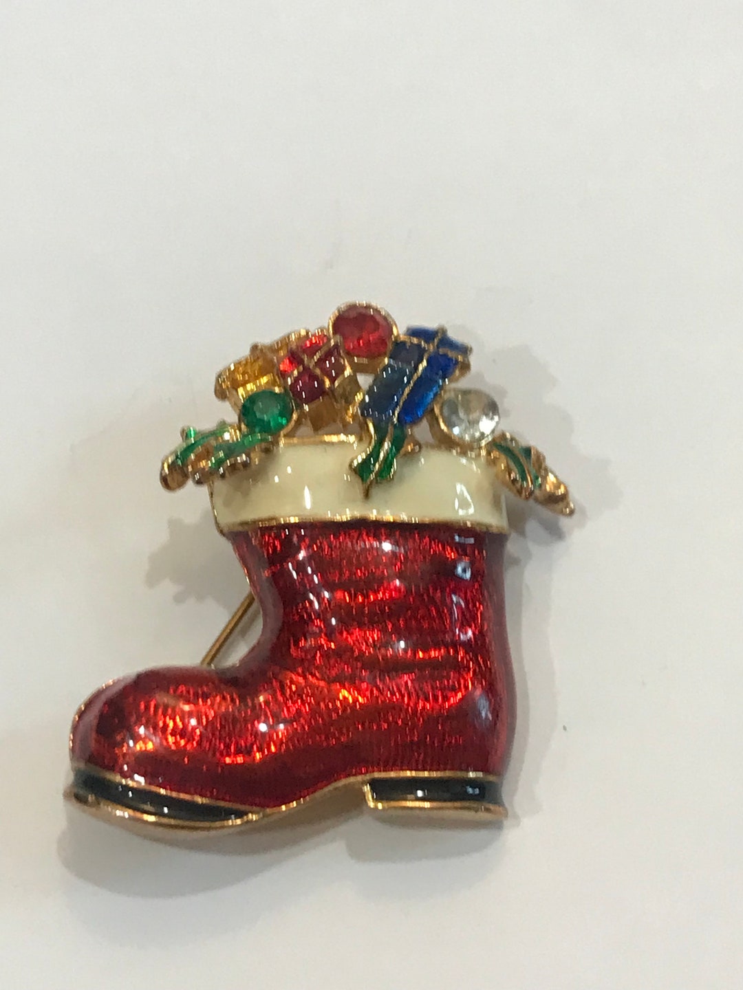 Vintage Christmas Boot Holiday Brooch Pin - Etsy