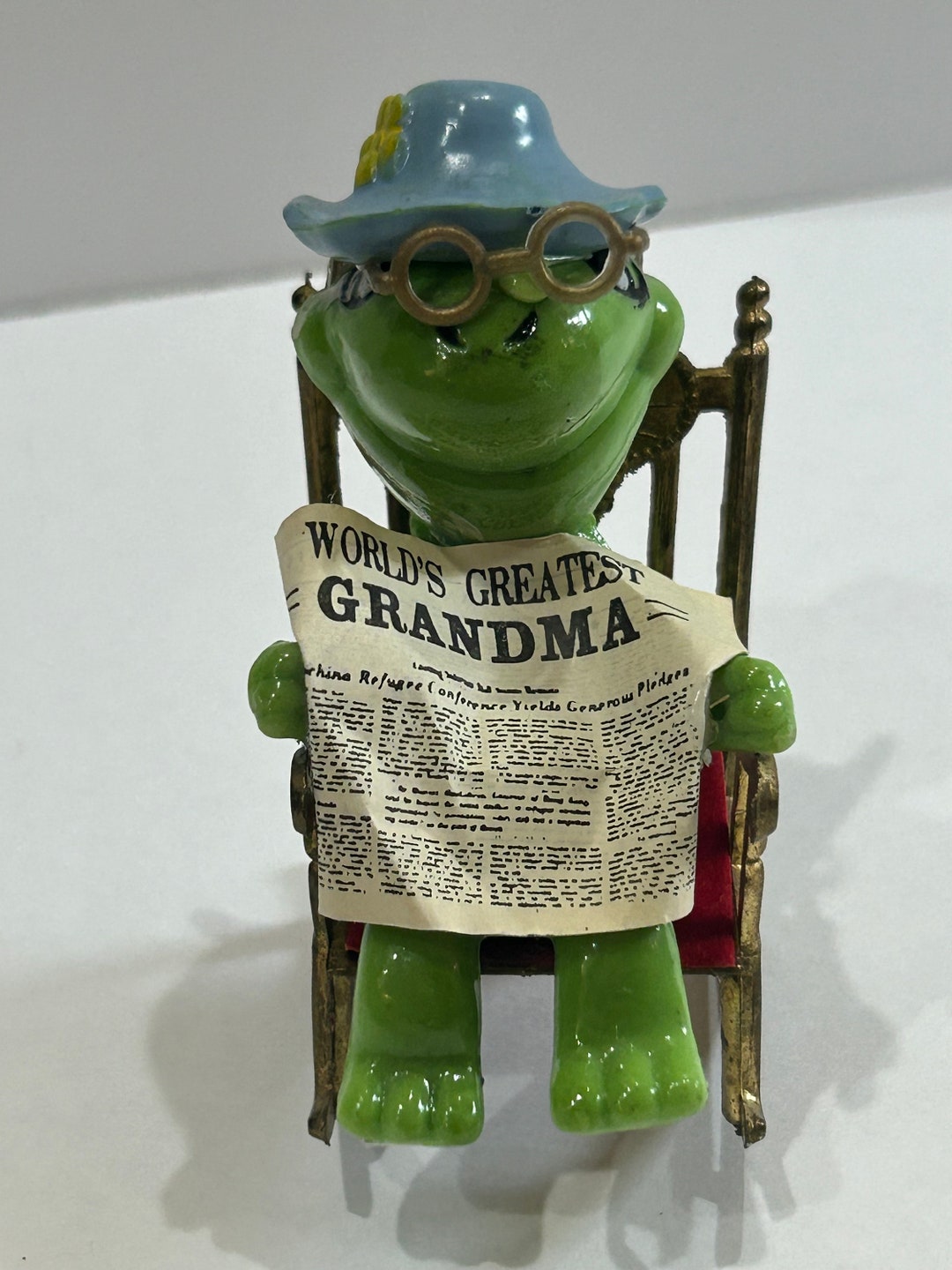 Vintage Ceramic Turtle on Rocking Chair Decor - Etsy