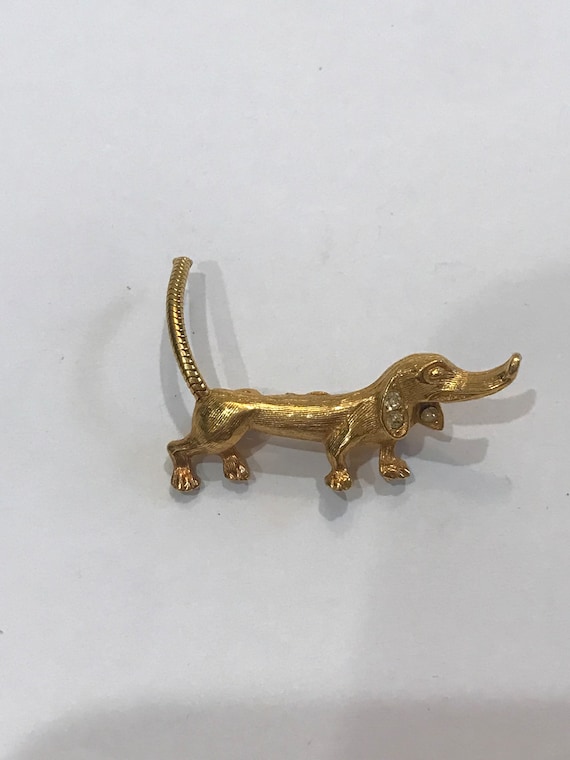Vintage pin brooch dachshund - Gem