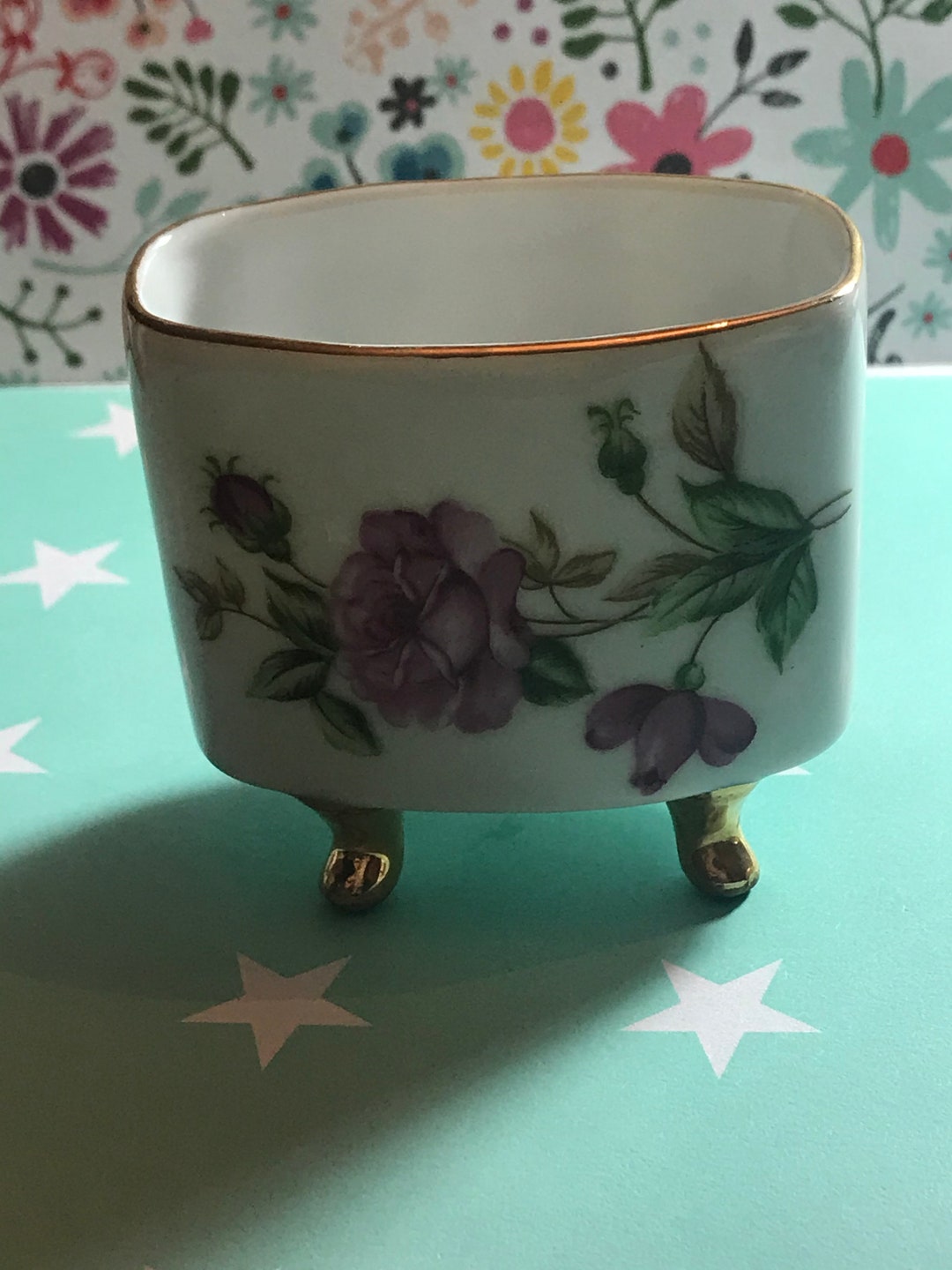 Vintage Porcelain Mini Vase With Floral Pattern 4246N - Etsy